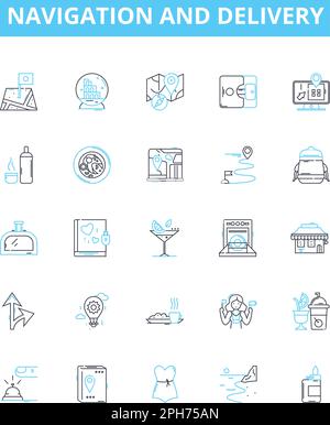 Fleet tracking line vector icons and signs. Fleet, GPS, Vehicles ...