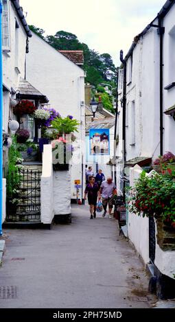 Polperro village, with its narrow, winding streets and traditional ...