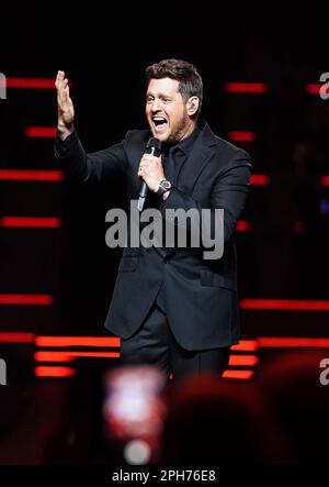 Michael Buble performs at the O2 in London, celebrating his 20th ...