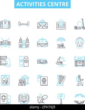 Activities centre vector line icons set. Activity, Centre, Outdoors ...