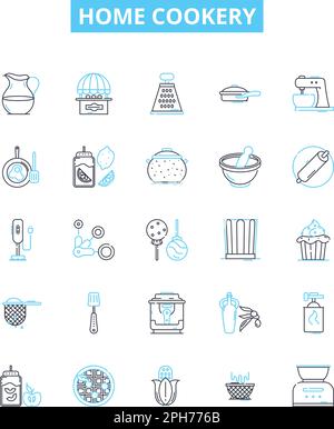 cookery icons, signs, outline symbols, concept linear illustration line ...