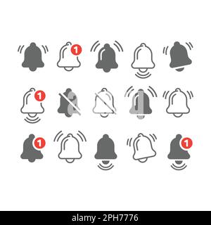 Notification alert Vector Line Icons. Mute, Notice, Notification Bell ...