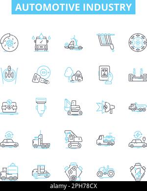 Cars and trucks icons, line symbols, web signs, vector set, isolated ...