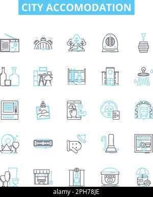 City habitation line icons signs set. Design collection of Housing ...