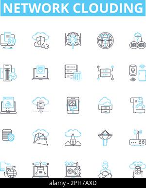 Network clouding vector line icons set. Network, Clouding, Cloud, Computing, Networking ...