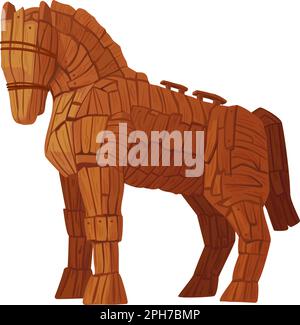 Trojan Wooden Horse Ancient Greece Animal Troy War, vector illustration ...