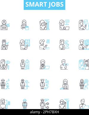 Smart jobs vector line icons set. Smartwork, High-tech, Automation, AI ...