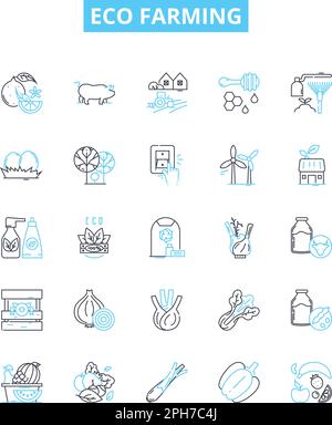 Regenerative agriculture line icon set. Organic farming symbols ...