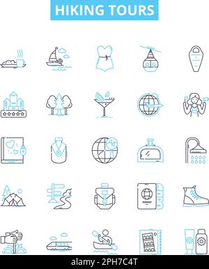 Hiking tours vector line icons set. Hiking, Tours, Trails, Trekking ...