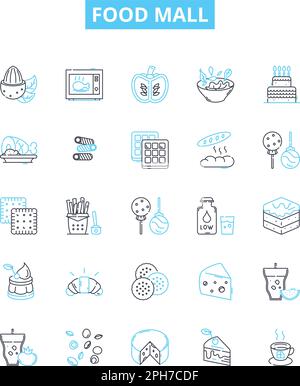 Food mall line icons signs set. Design collection of Eatery, Gastronomy ...