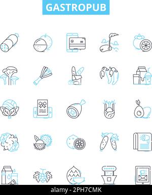 Gastropub line icons signs set. Design collection of Pub, Gastro, Drink ...