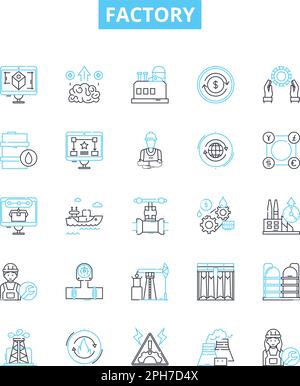 Industrial corporation line icons signs set. Design collection of ...