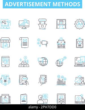Advertisement methods vector line icons set. Marketing, Advertising ...