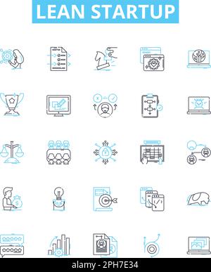 Lean startup vector line icons set. Lean, Startup, Iterate, MVP, Agile, KPI, Prototype ...