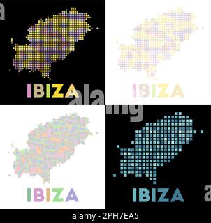 Ibiza map. Map of Ibiza in dotted style. Borders of the island filled ...
