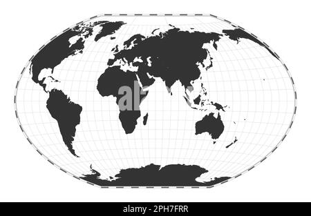 Vector world map. Winkel tripel projection. Plain world geographical ...