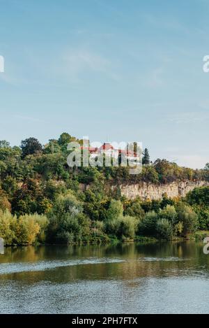 Germany, Marbach am Neckar, autumnal panorama, German Schiller society ...