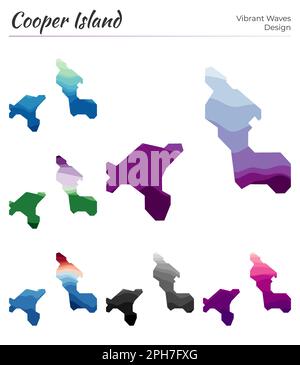 Cooper Island map. Collection of maps of Cooper Island in dotted style ...