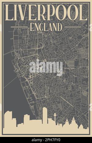 United Kingdom, Liverpool line travel skyline set. United Kingdom ...