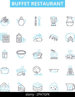 Buffet restaurant vector line icons set. Buffet, Restaurant, Food ...