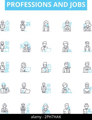 Professions icons, line symbols, web signs, vector set, isolated ...