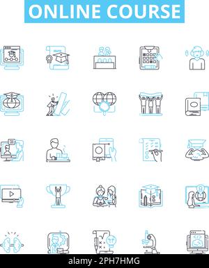 Courses and lessons icons, line symbols, web signs, vector set ...