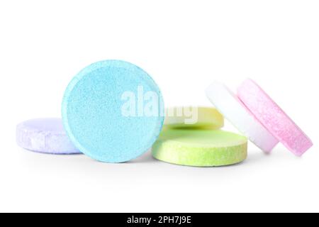 Colorful soluble tablets isolated on white background Stock Photo - Alamy
