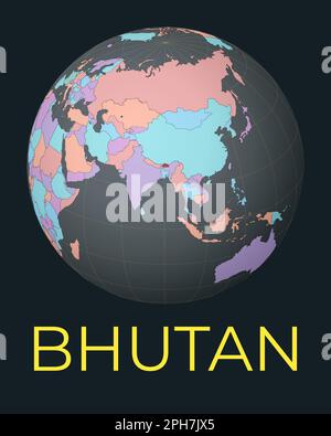 Location of Bhutan on the world map, marked with Bhutan flag pin ...