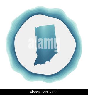 Indiana round stamp. Round logo with US state map and title. Stylish ...