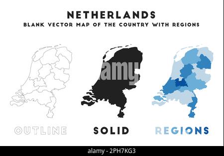 Netherlands Map. Dutch Country Map. Black and White Holland National ...