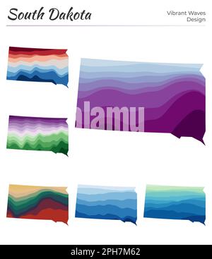 Set of South Dakota map shape, united states of america. Flat concept ...