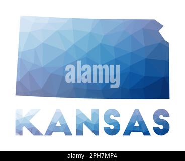 Kansas map. Geometric style US state outline with counties. Bewitching ...