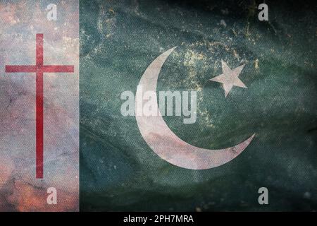 Top view of flag of Pakistan with cross. no flagpole. Plane design ...