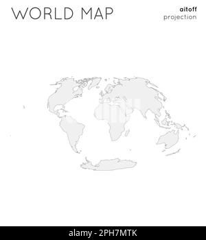 Map of The World. Aitoff projection. Globe with latitude and longitude ...