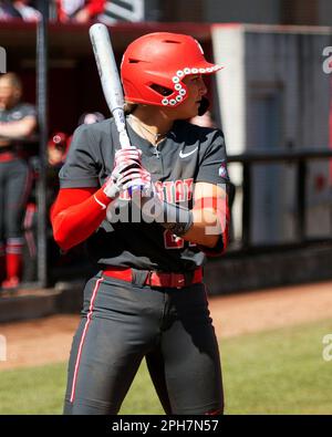 Ohio State infielder Kami Kortokrax (27) runs the bases after hitting a ...