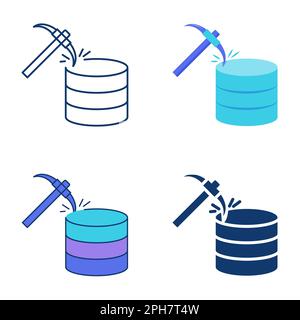 Database glyph icon. Data collecting and processing. Robotic process automation. Robot hand ...