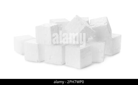 Pile of styrofoam cubes on white background Stock Photo - Alamy
