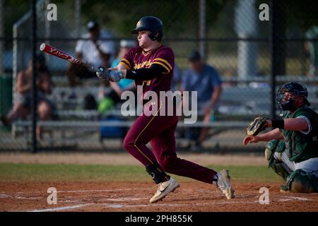 Minnesota Morris Cougars Ty Beasley (24) bats during an NCAA baseball ...
