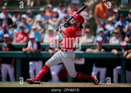 Philadelphia Phillies Garrett Stubbs (21) bats during a spring training ...