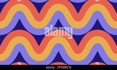Psychedelic waves pattern retro 70s set of posters, backgrounds for ...