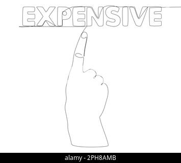 One continuous line of Expensive word. Thin Line Illustration vector ...