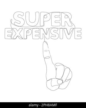 One continuous line of Expensive word. Thin Line Illustration vector ...