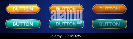 Medieval game button animation sprite with crown cartoon vector set. 2d ...