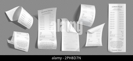 Paper bill receipt from supermarket. Isolated vector shop check after ...