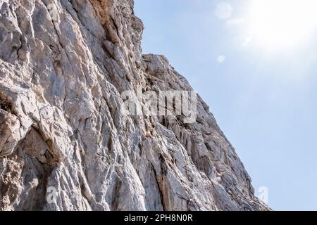 Rock face of a mountain composed of sand accumulated over the years ...