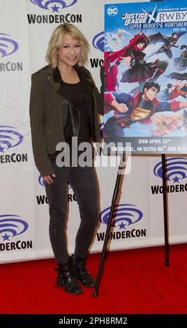 Kara Eberle arrives at the press room for "Justice League x RWBY: Super Heroes & Huntsman, Part ...