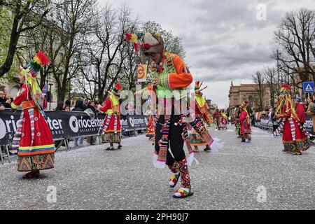 Mid-Lent parade, traditional street party with allegorical floats and ...
