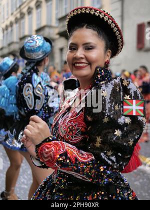 Mid-Lent parade, traditional street party with allegorical floats and ...