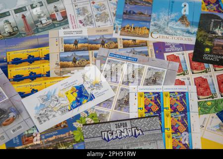 A set of new different postage stamps of Ukraine for 2022. Ukrainian ...