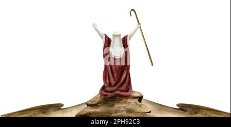 Passover Haggadah watercolor Exodus illustration set with Moses ...